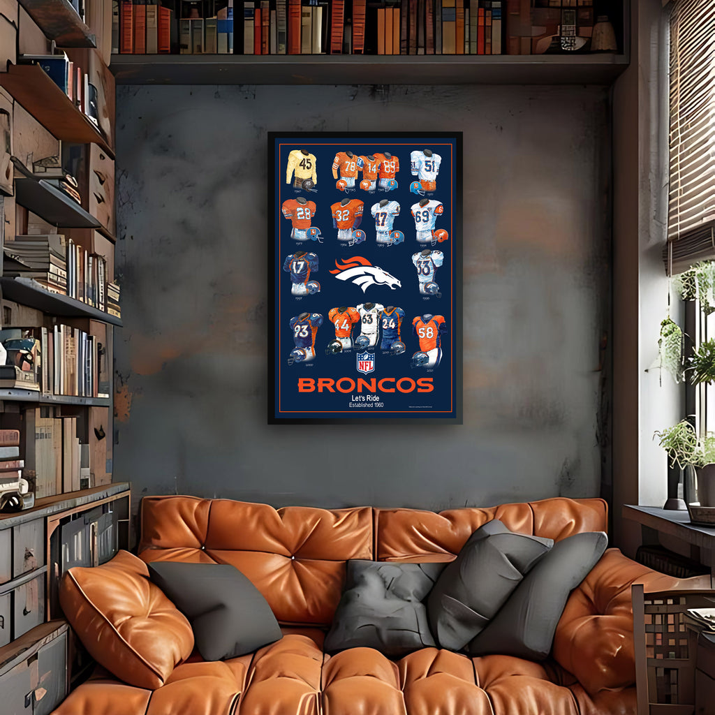 Denver BroncosUniform Heritage Vertical Print - For The Deep Rooted Fan ...