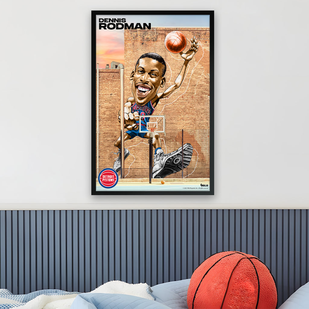 Detroit PistonsDennis RodmanBrick Wall Caricature Print - For The Deep ...
