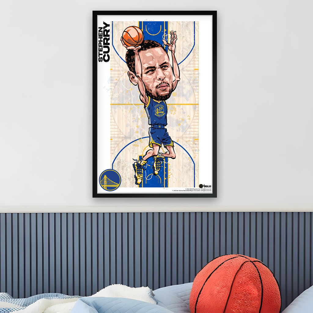 Golden State WarriorsSteph CurryTeam Court Caricature Print - For The ...