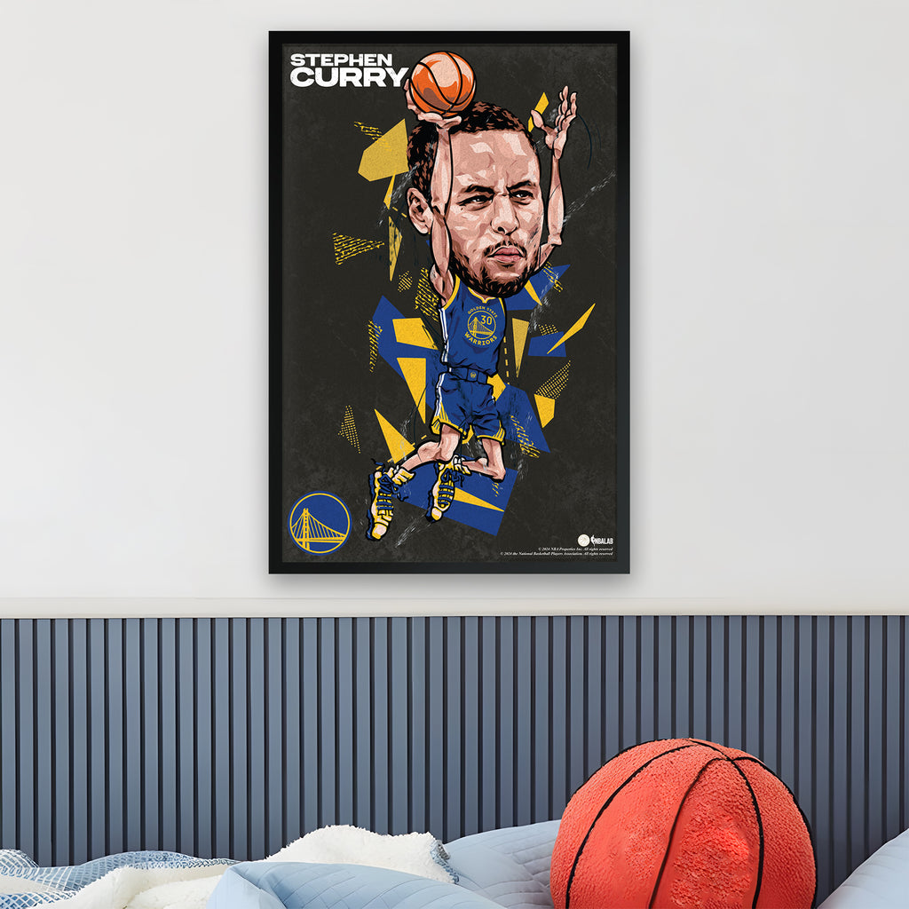 Golden State WarriorsSteph CurryAbstract Caricature Print - For The ...
