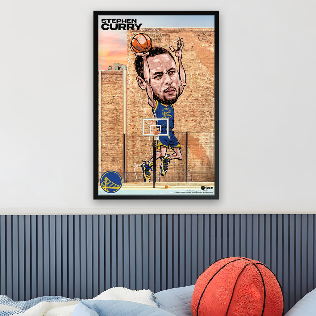 Golden State WarriorsSteph CurryBrick Wall Caricature Print - For The ...